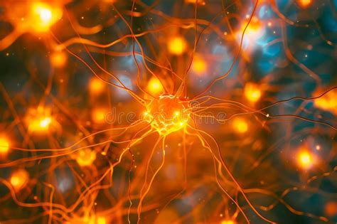 Neurons And Synapses Light Up Illustrating Neural Activity Within The Human Brain Stock Image