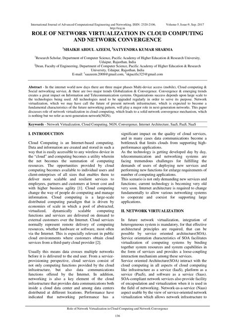 Pdf Role Of Network Virtualization In Cloud Computing And Network Convergence