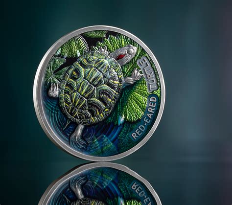 Red Eared Turtle Lifelong Journey 2 Oz Antique Finish Silver Coin 2