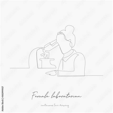 Continuous Line Drawing Female Laboratorian Simple Vector Illustration Female Laboratorian