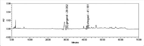 Hplc Chromatogram Of Active Compounds In The Ginger Extract Column