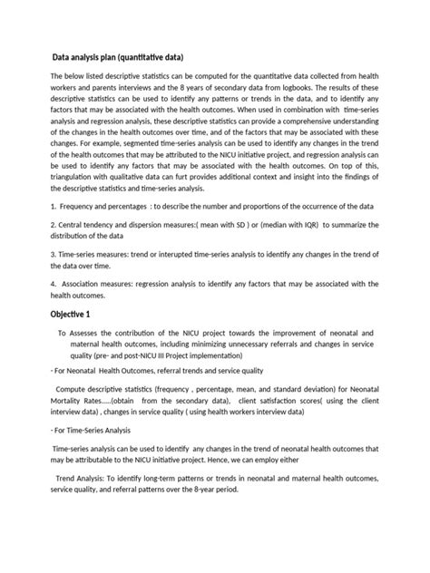 Data Analysis Plan Quantitative Data Pdf