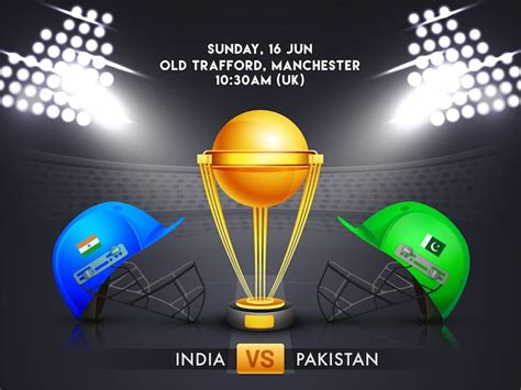 인도 대 파키스탄 크리켓 경기 개념 프리미엄 벡터