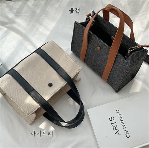 반하니 당일발송 타임스 ️ 캔버스 스퀘어 텀블러 토트백 크로스백 에코백 2color