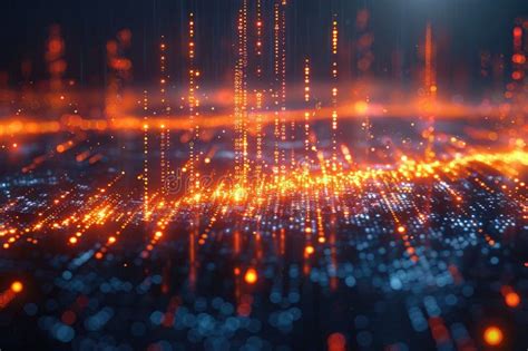 Abstract Digital Data Stream Glowing Particles Background Stock