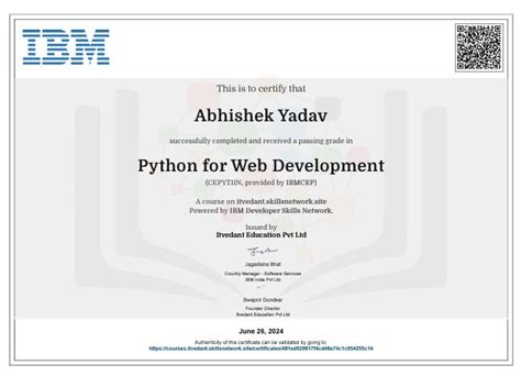 Abhishek Yadav On Linkedin Ibm Python Webdevelopment Certification