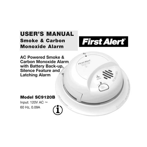 First Alert Sc9120b Smokecarbon Monoxide Alarm User Manual