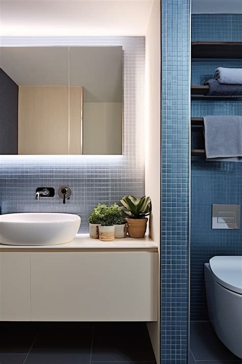 파란색과 흰색 욕실에 조명기구가 있는 현대적인 욕실 배경 배경 화면 및 일러스트 무료 다운로드 Pngtree