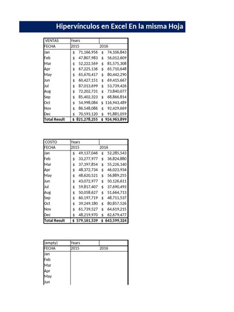 131 Hipervínculos En Excel En La Misma Hoja Practica Pdf