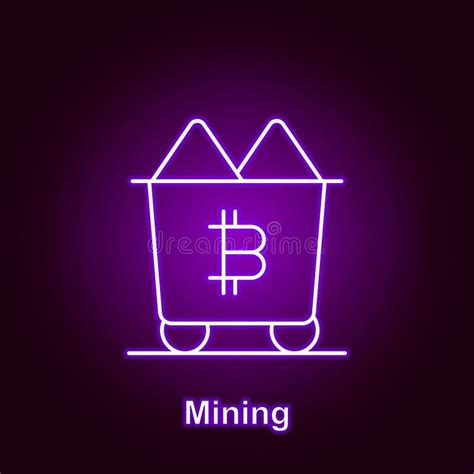 Bitcoin Mining Outline Icon In Neon Style Element Of Cryptocurrency Illustration Icons Stock