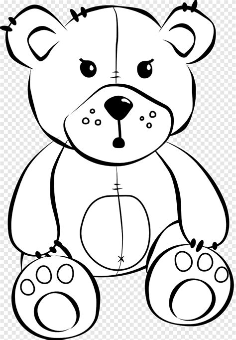 ตุ๊กตาหมีการ์ตูนวาดเส้นศิลปะขาวดำ หมี สีดำ Png Pngegg