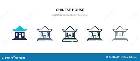 Chinese House Icon In Different Style Vector Illustration Two Colored And Black Chinese House