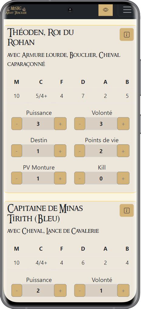 Mesbg Army Tracker Modélisateur Darmée Et Table De Pouvoir