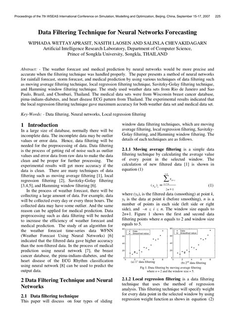 pdf data filtering technique for neural networks forecasting