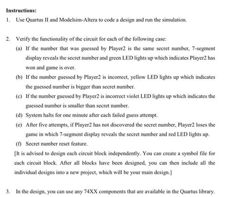 Solved Instructions Use Quartus II And Modelsim Altera Chegg Com
