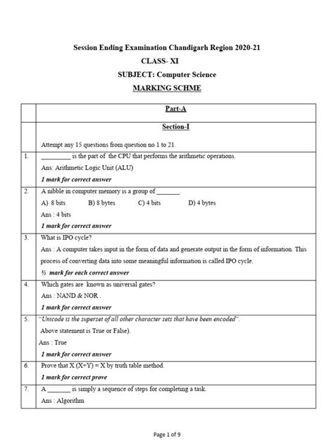 Final See Chd Xi Cs 2020 21 Answer Key Pdf Software