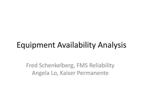 Equipment Availability Analysis Pptx