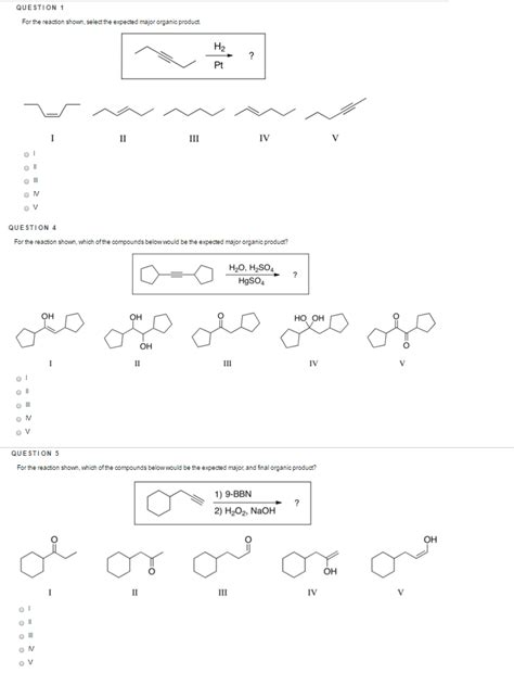 Solved For The Reaction Shown Select The Expected Major