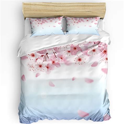 Cherry Blossom Plum Branch Pink Flower Duvet Cover With Pillow Case Custom 3pcs Bedding Set