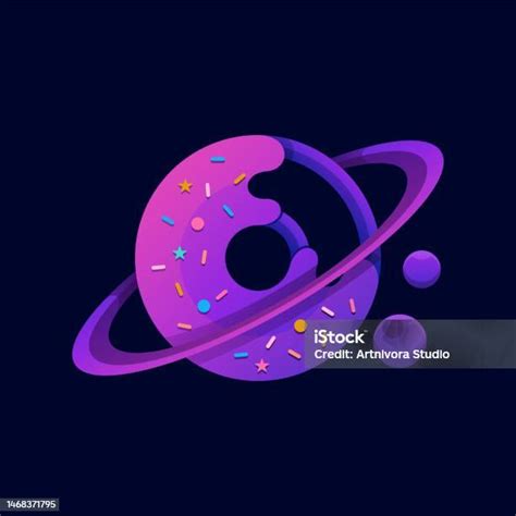 벡터 일러스트 레이 션 도넛 갤럭시 그라데이션 화려한 스타일 광고에 대한 스톡 벡터 아트 및 기타 이미지 광고 궤도 그라데이션 Istock