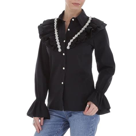 Ital Design Rüschenbluse Damen Elegant Hemd Rüschen Bluse In Schwarz Bluse Mit Rüschen Volant