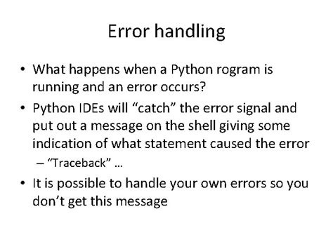 Exceptions In Python Error Handling Error Handling What