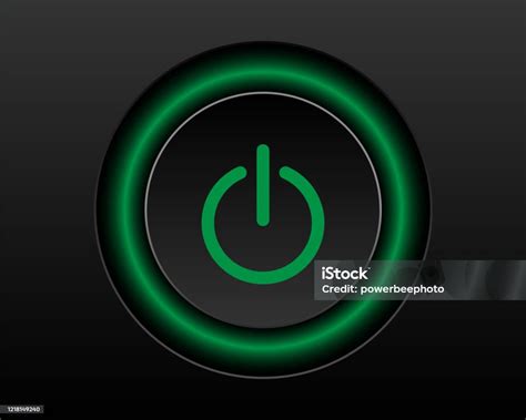 녹색 전원 아이콘 벡터 일러스트는 검은 색 배경에 격리 3d Eps10 개념에 대한 스톡 벡터 아트 및 기타 이미지 개념 개념과 주제 데스크탑 컴퓨터 Istock