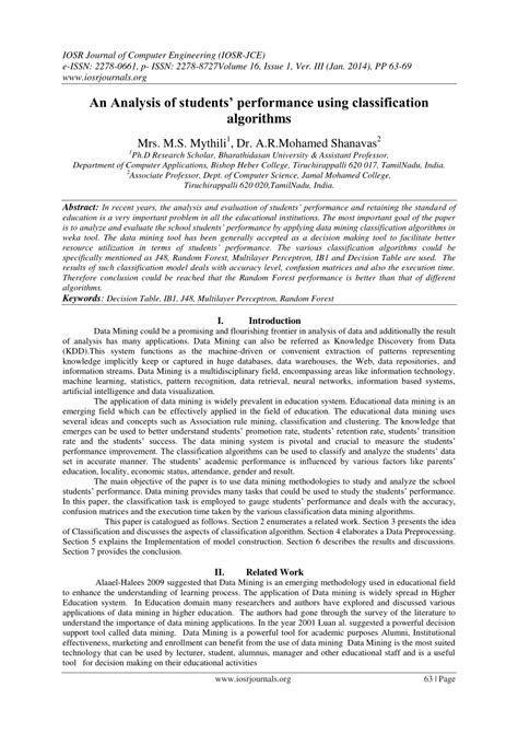 Pdf An Analysis Of Students Performance Using Classification Algorithms