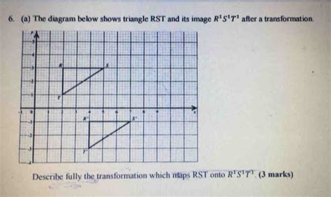 Solved The Diagram Below Shows Triangle Rst And Its Image R 1s 1t 1 After A Transformation