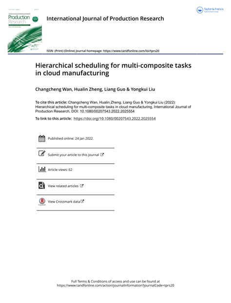 Pdf Hierarchical Scheduling For Multi Composite Tasks In Cloud Manufacturing