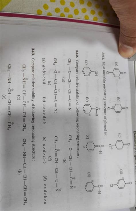 Compare Relative Stability Of Following Resonating Structure CH3 NH C