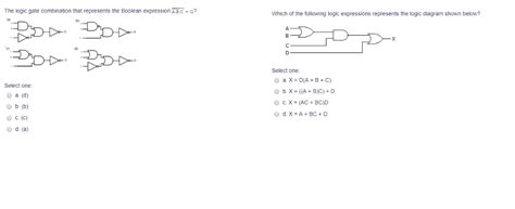 Solved The Logic Gate Combination That Represents The
