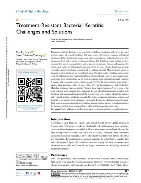 Pdf Treatment Resistant Bacterial Keratitis Challenges And Solutions