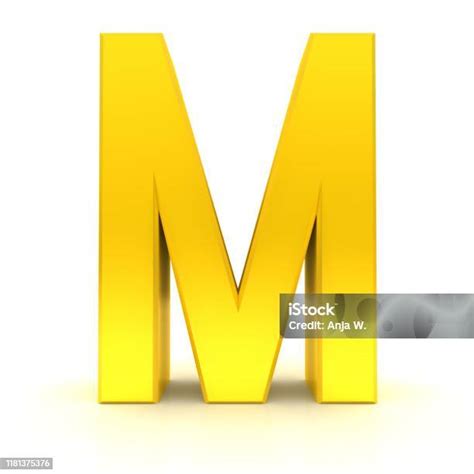 문자 M 대문자 골드 노란색 글꼴 3d 렌더링 기호 기호 문자 텍스트 그래픽 흰색 배경에 잘라 0명에 대한 스톡 사진 및 기타 이미지 Istock