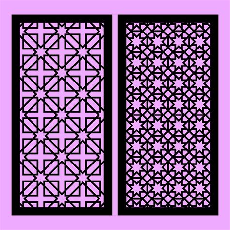 Two Patterns With Modern Abstract Geometric Panels Template For Cnc Cutting Of Metal And Wood
