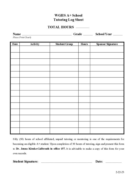 Fillable Online A Mentoring Tutoring Log Sheet Fax Email Print Pdffiller