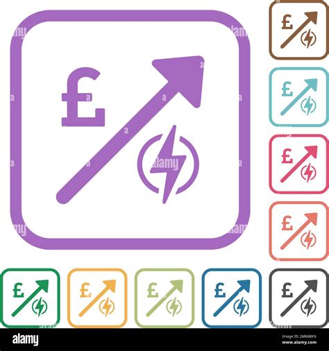 Rising Electricity Energy English Pound Prices Simple Icons In Color