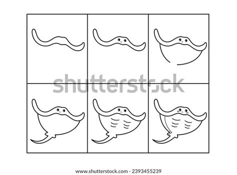 Stingray Step By Step Drawing Coloring Stock Vector Royalty Free Shutterstock
