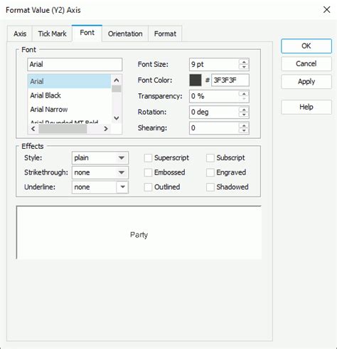 format value y2 axis dialog box