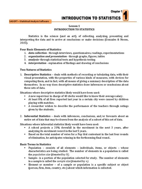 Module 1 Introduction To Statistics Pdf Level Of Measurement