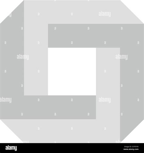 Impossible Square Icon Geometric 3d Object Optical Illusion Vector Illustration Stock Vector