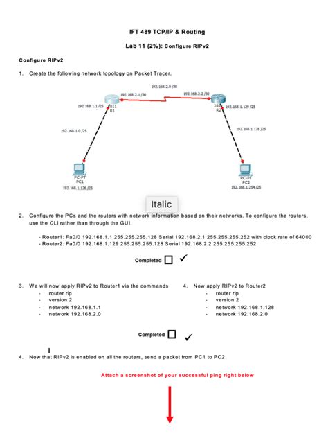 IFT 489 TCP IP Routing Lab 11 2 Configure RIPv2 Chegg Com