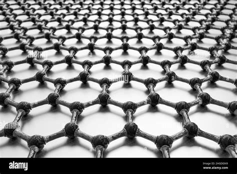 3d Rendering Of Silver Structure Of The Graphene Or Carbon Surface Abstract Nanotechnology