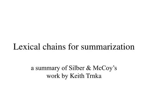 Ppt Lexical Chains For Summarization Powerpoint Presentation Free