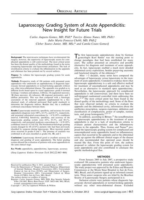 Pdf Laparoscopy Grading System Of Acute Appendicitis New Insight For Future Trials