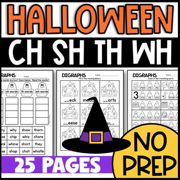 Halloween Digraph Sorts Worksheets Halloween Ch Sh Th Wh Sheets Sorts