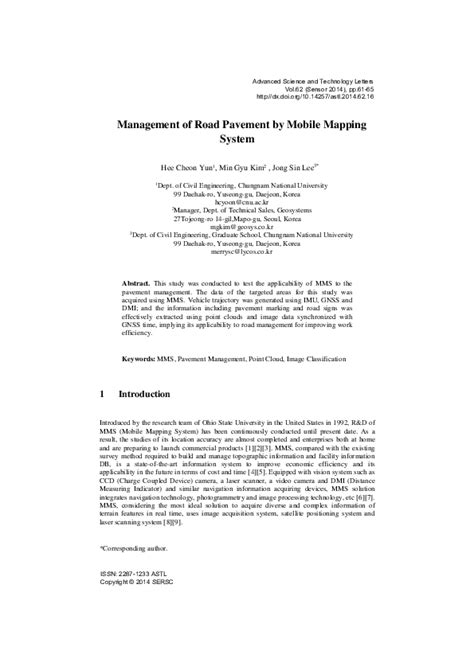 Pdf Management Of Road Pavement By Mobile Mapping System