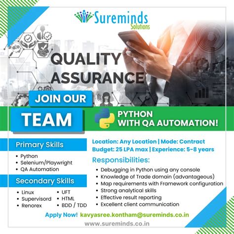Suremindssolutions Qaautomation Python Hiringnow Jobopportunities