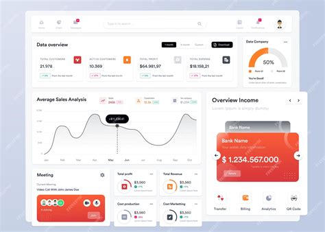 premium vector ui ux infographic dashboard ui design with graphs charts and diagrams web