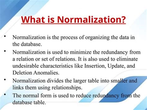Normalizationpptx Dbms Normalization First Normal Form And Second Normal Form Ppt